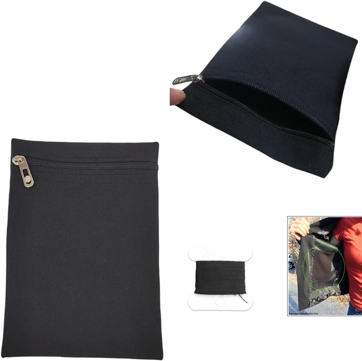 Amazon.com: DraCra Jackets Sew-in Side Pocket with Zipper Sewing on ...