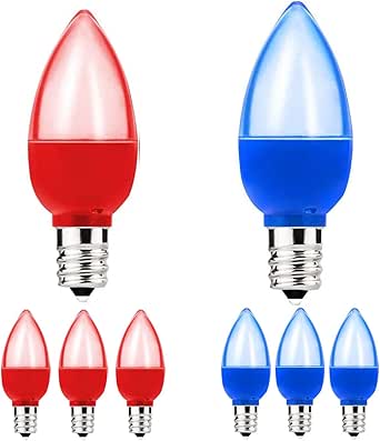 Anivona Red Blue LED Light Bulb, 1.5W S6 Red Blue Colored Lightbulb ...