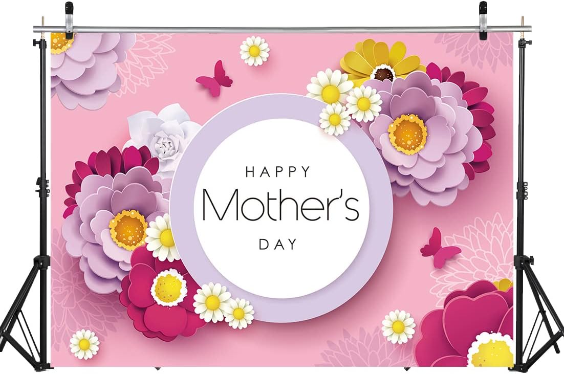 Amazon.com : WOLADA 7x5FT Mothers Day Backdrop Pink Flower Mother's Day Party Background Happy ...