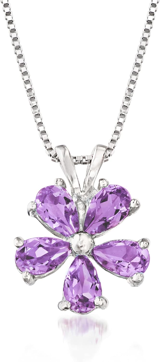 Amazon.com: Ross-Simons 1.00 ct. t.w. Amethyst Flower Pendant Necklace ...