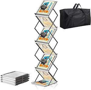 Amazon.com : 6 Pocket Literature Catalog Rack, Foldable Brochure Display Stand, Magazine Rack ...