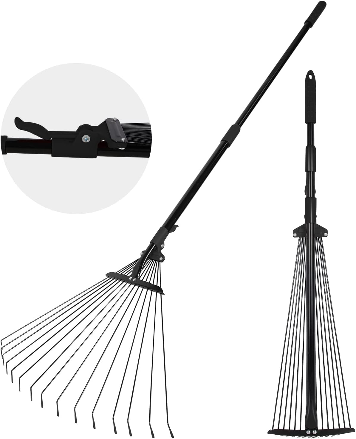 Amazon.com : ORIENTOOLS Adjustable Leaf Rake, 32 to 63 Inch Telescopic ...