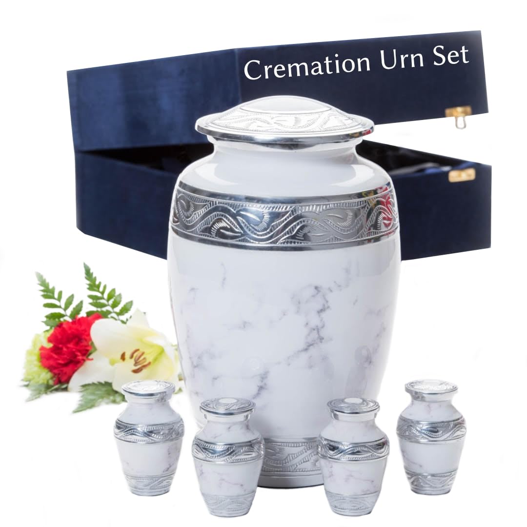 Gr8 White Marble Funeral Urn Set Large Urn For Ashes | Desertcart INDIA