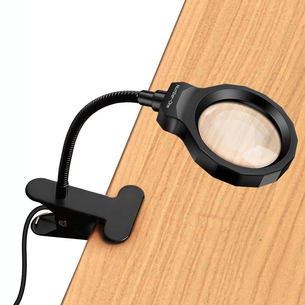 Number-One Magnifying Glass, 3X LED Lighted Magnifying Lamp USB Powered ...