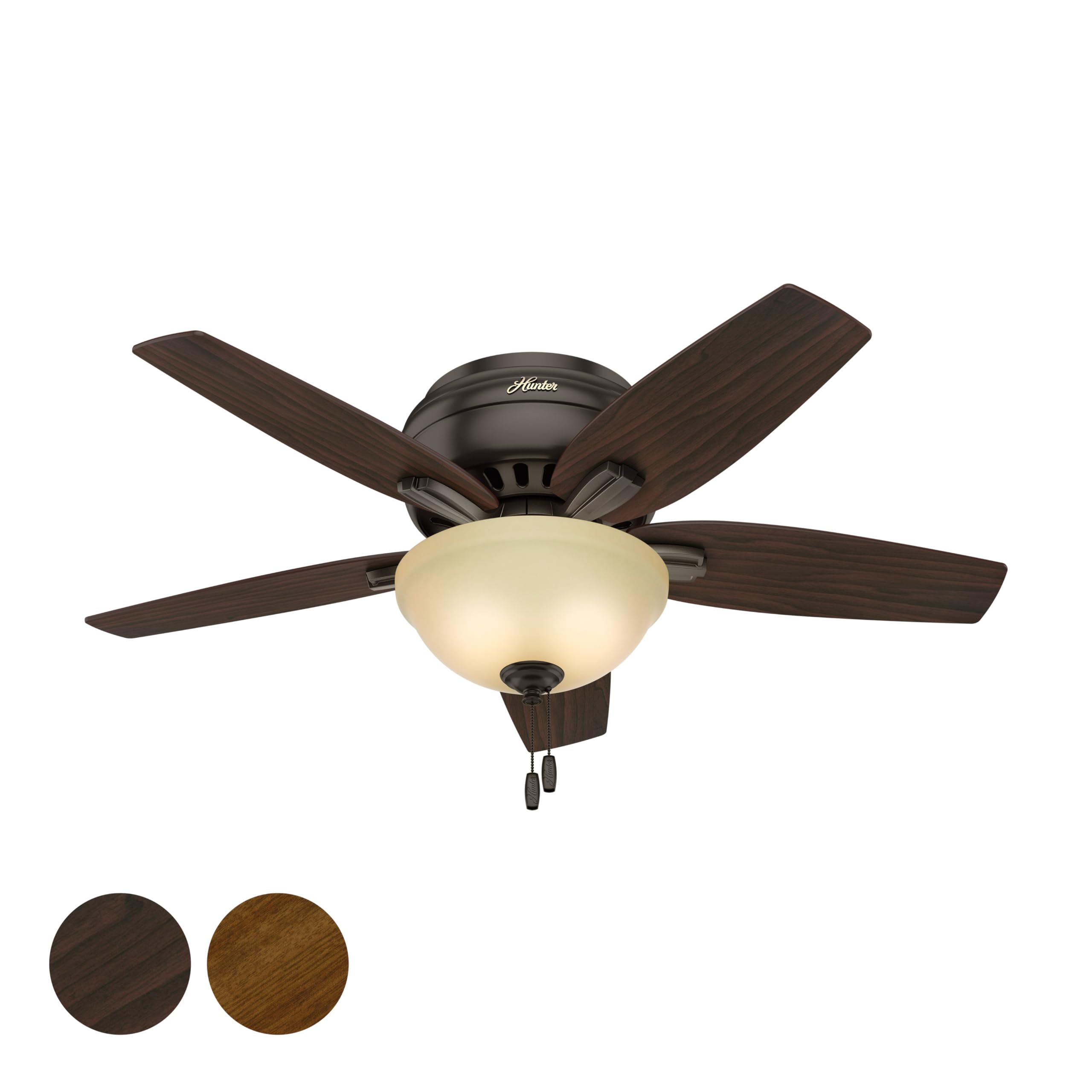 Hunter Fan 42 inch Hugger Ceiling Fan in Premier Bronze with Frosted ...