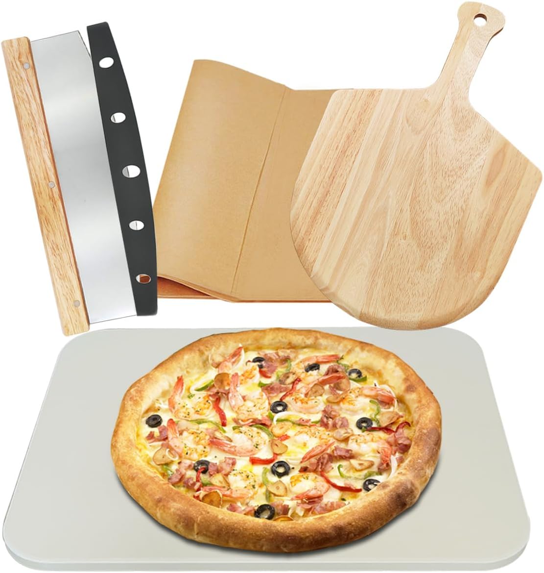 Amazon.com: 4PCS Large Pizza Stone Set for Oven and Grill, 15 ...