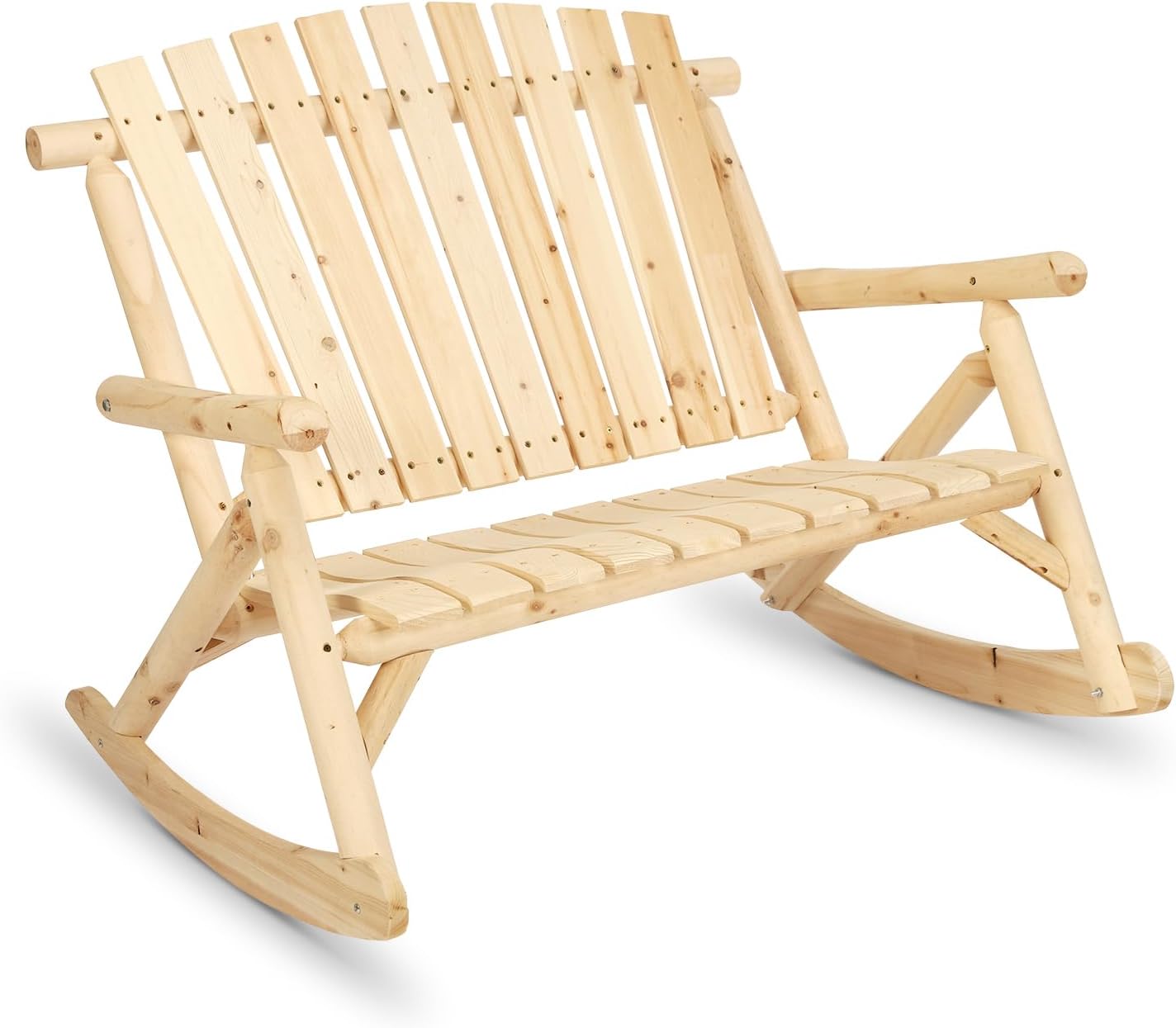 Amazon.com: HOMEDIARY Outdoor Wood Rocking Bench, 2-Person Rustic ...