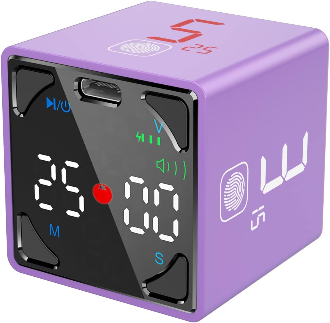 Amazon｜【TickTime Cube-転がして、カウントダウンがスタート！】ポモドーロ タイマー 両面LEDパネル タップ操作 キッチンタイマー 3段音量調整/静音モード/振動モード ...