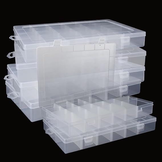 Amazon.com: 4Pack Large 24 Grids Plastic Organizer Box with Dividers ...