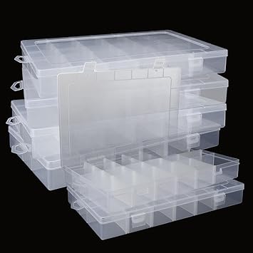Amazon.com: 4Pack Large 24 Grids Plastic Organizer Box with Dividers ...