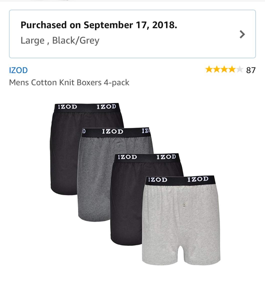 IZOD Mens Cotton Knit Boxers 4-Pack, Black/Grey 2, Size XX-Large at ...