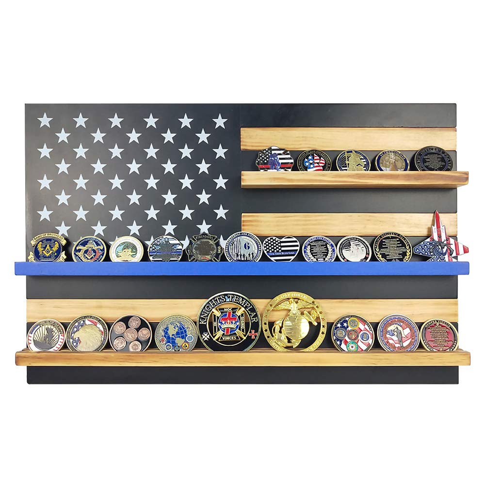 Buy Solid Wood American Challenge Coin Holder Wall Display Case, 3-Row ...