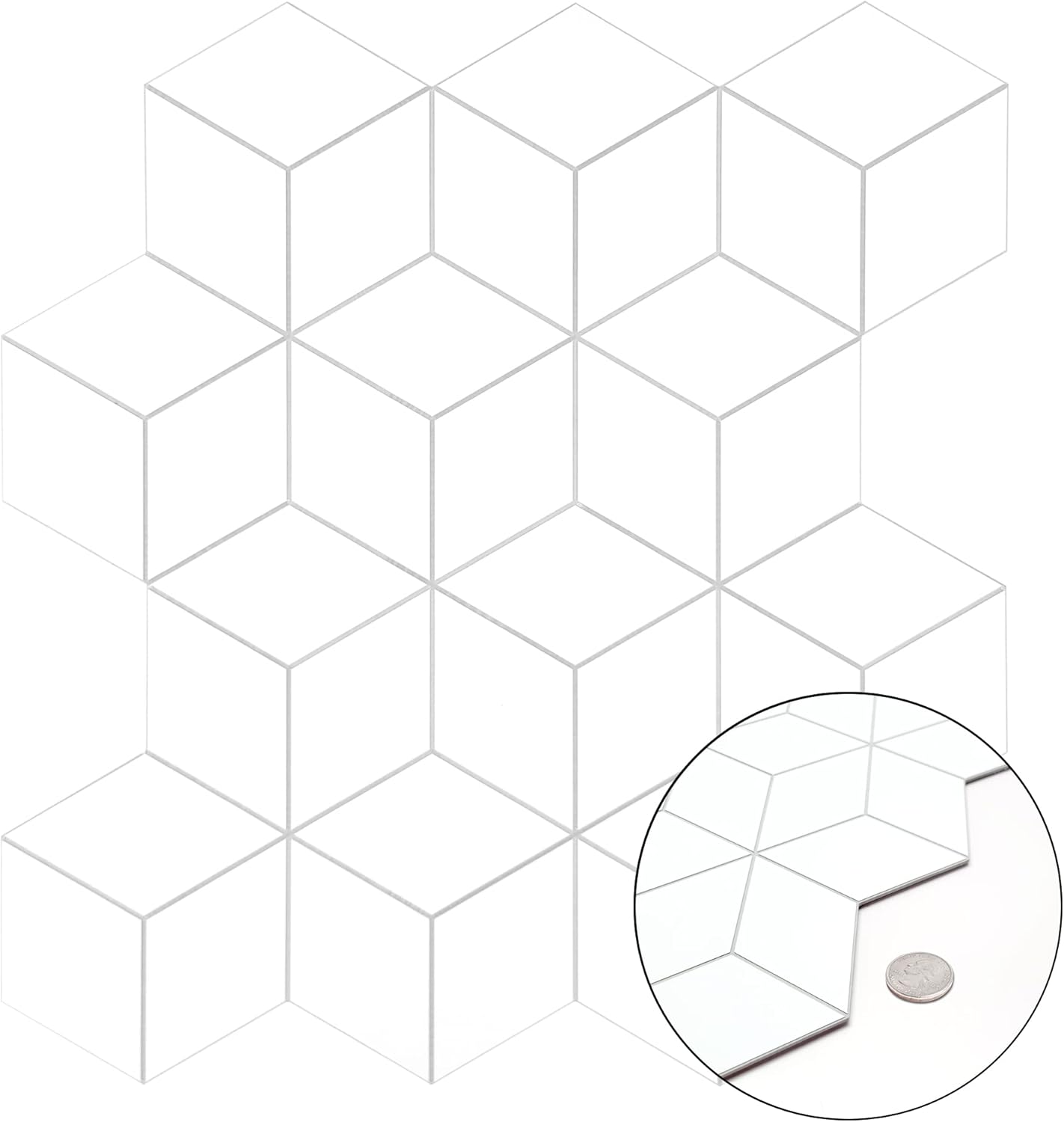 The Tiles Plaza Rhombus Backsplash Tile for Kitchen Peel and Stick ...