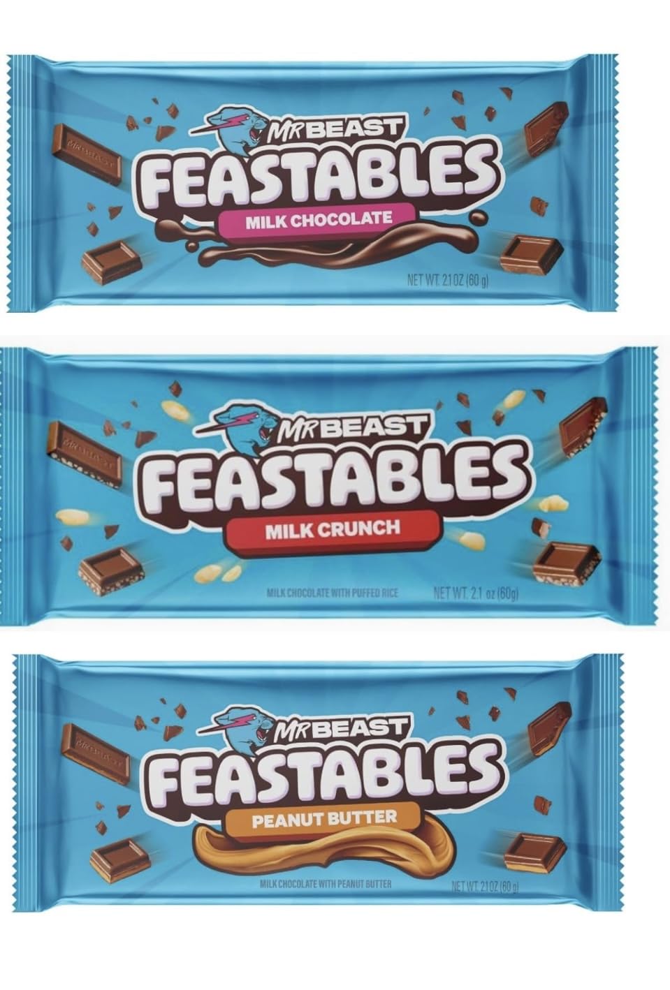 Feastables Beast Bar Milk Chocolate Bundle Milk Chocolate Peanut Butter ...