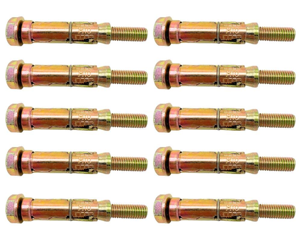 Tradeals M10 (10 Piece) Expansion Bolts Rawl Plugs Concrete Ground ...