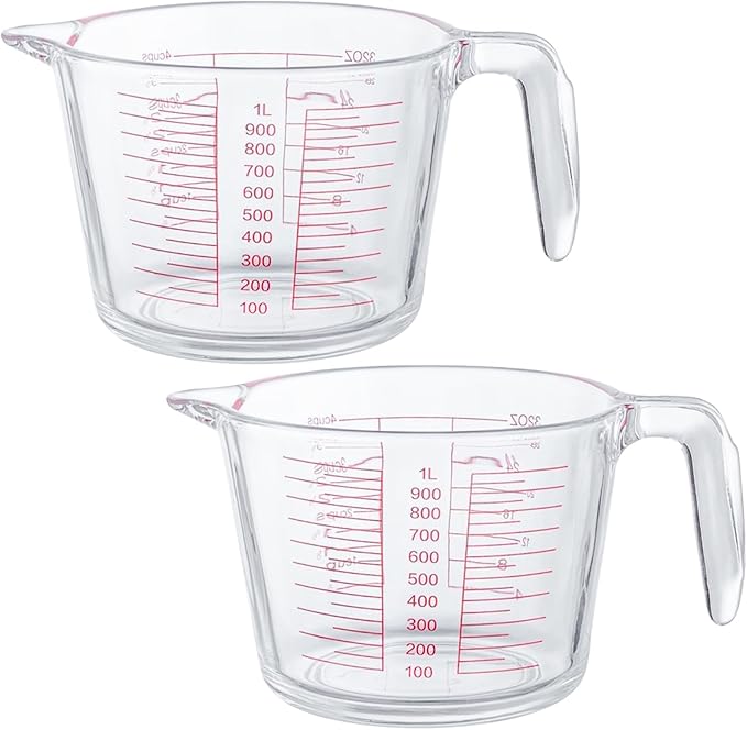Amazon.com: 2 Pieces Glass Measuring Cup Set Includes Cup Tempered ...