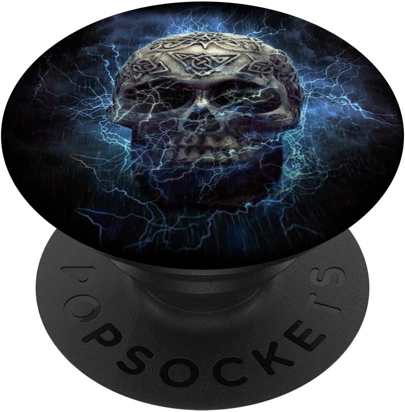 Amazon.com: Grip Lightning Skull Design Light Blue PopSockets PopGrip ...