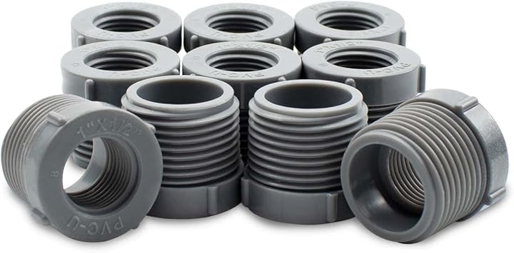 Bwintech 10 Pcs Black 3/4" Female to 1" Male Thread PVC Hex Bushing ...