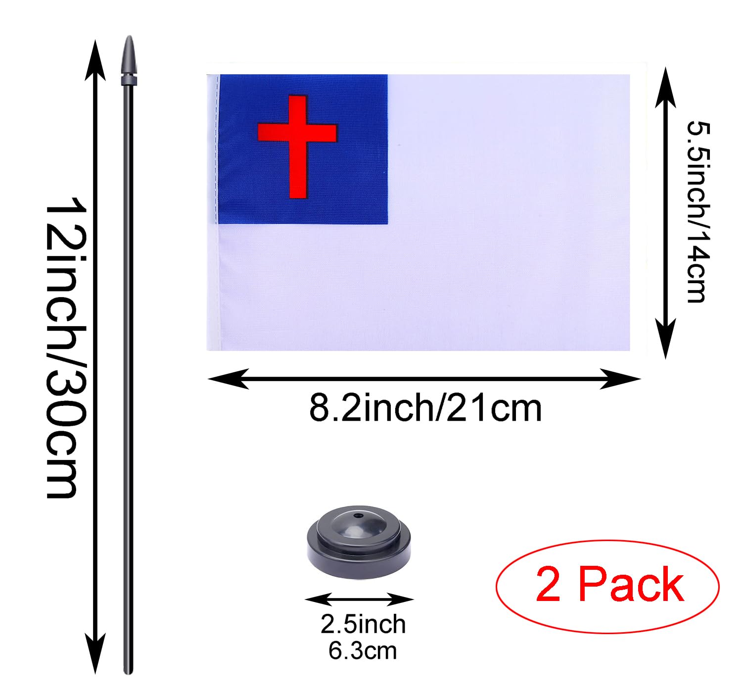 Snapklik.com : WXTWK 2 Pack Christian Flag Christians Deluxe Desk Flag ...