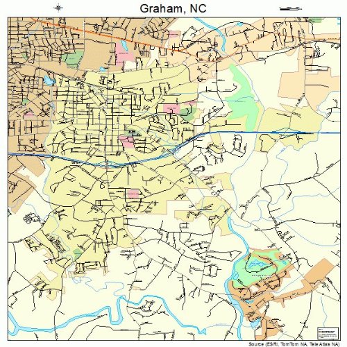 Amazon.com: Large Street & Road Map of Graham, North Carolina NC ...