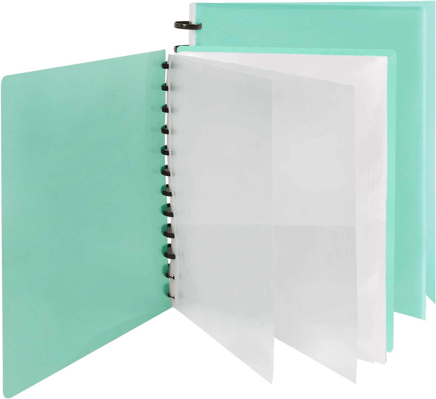 50 Pockets Spiral-Bound Poly Portfolio A4 File Folder with 50 Clear ...