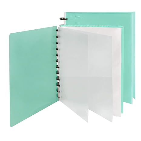 50 Pockets Spiral-Bound Poly Portfolio A4 File Folder with 50 Clear ...