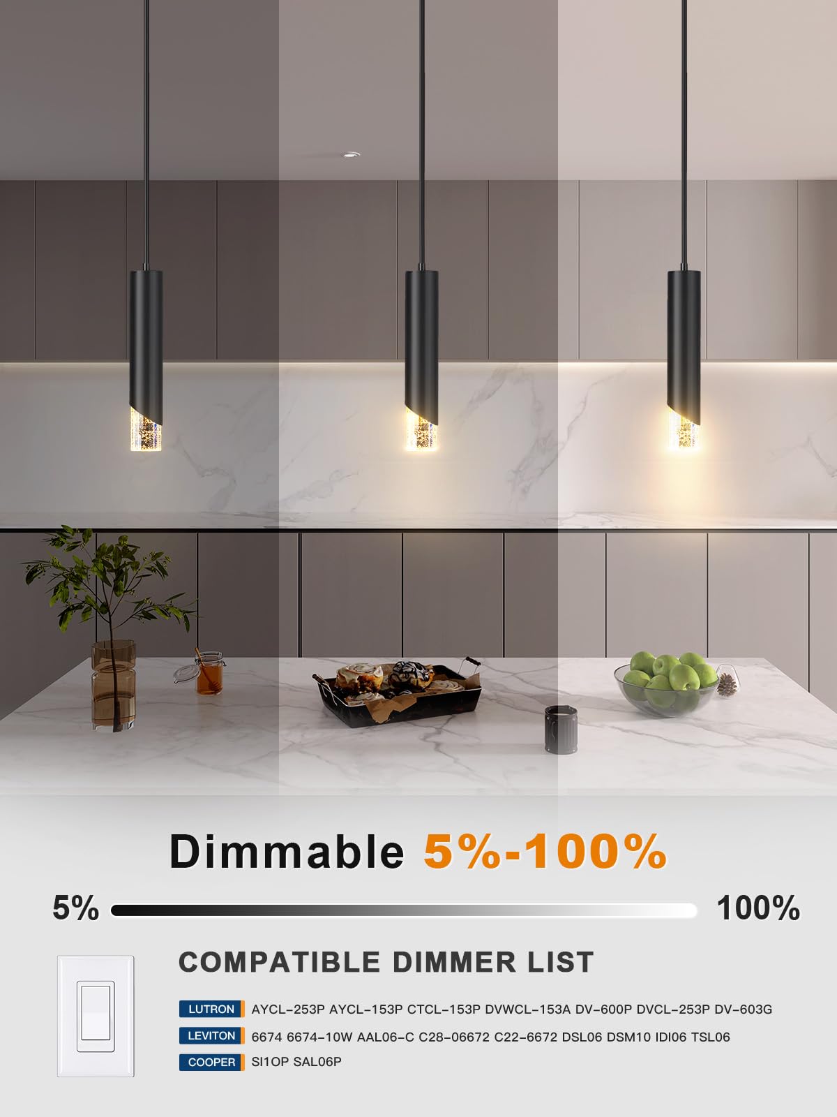 Amico Modern Pendant Lights, Crystal Pendant Lighting for Kitchen ...