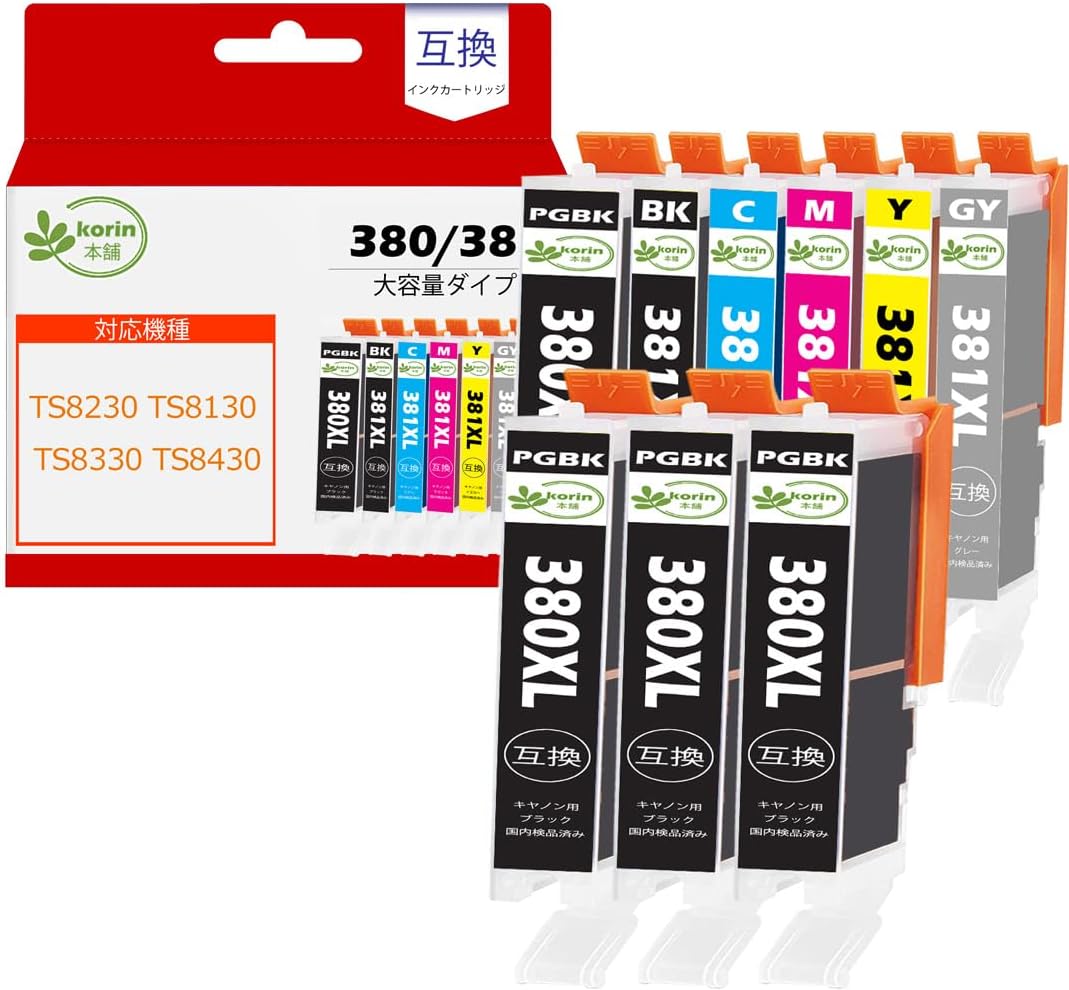 Amazon.co.jp: 【korin本舗】BCI-380XL BCI-381XL 互換インクカートリッジ キャノン(Canon)用 プリンター インク BCI-380 BCI-381 ...