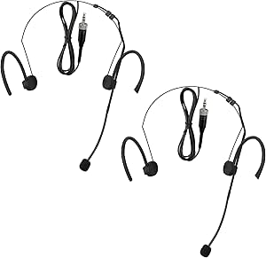 Amazon.com: 2 Pack Dual Earhook Face Microphone Headset Headworn ...