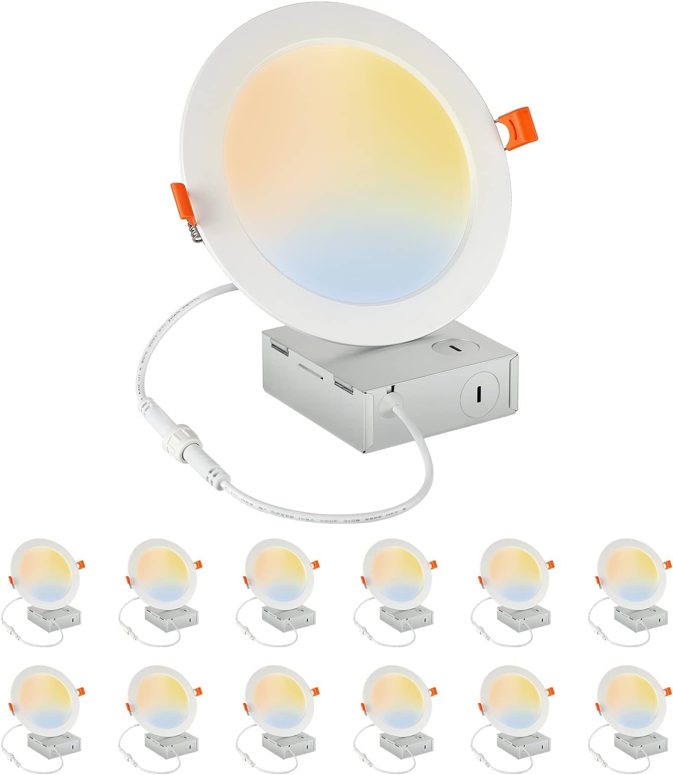12 Pack 6 inch LED Recessed Lighting 3000K/4000K/5000K LED Canless ...