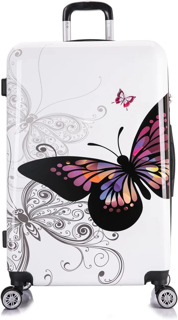 Amazon.com | InUSA Butterfly Print Luggage with Spinner Wheels ...