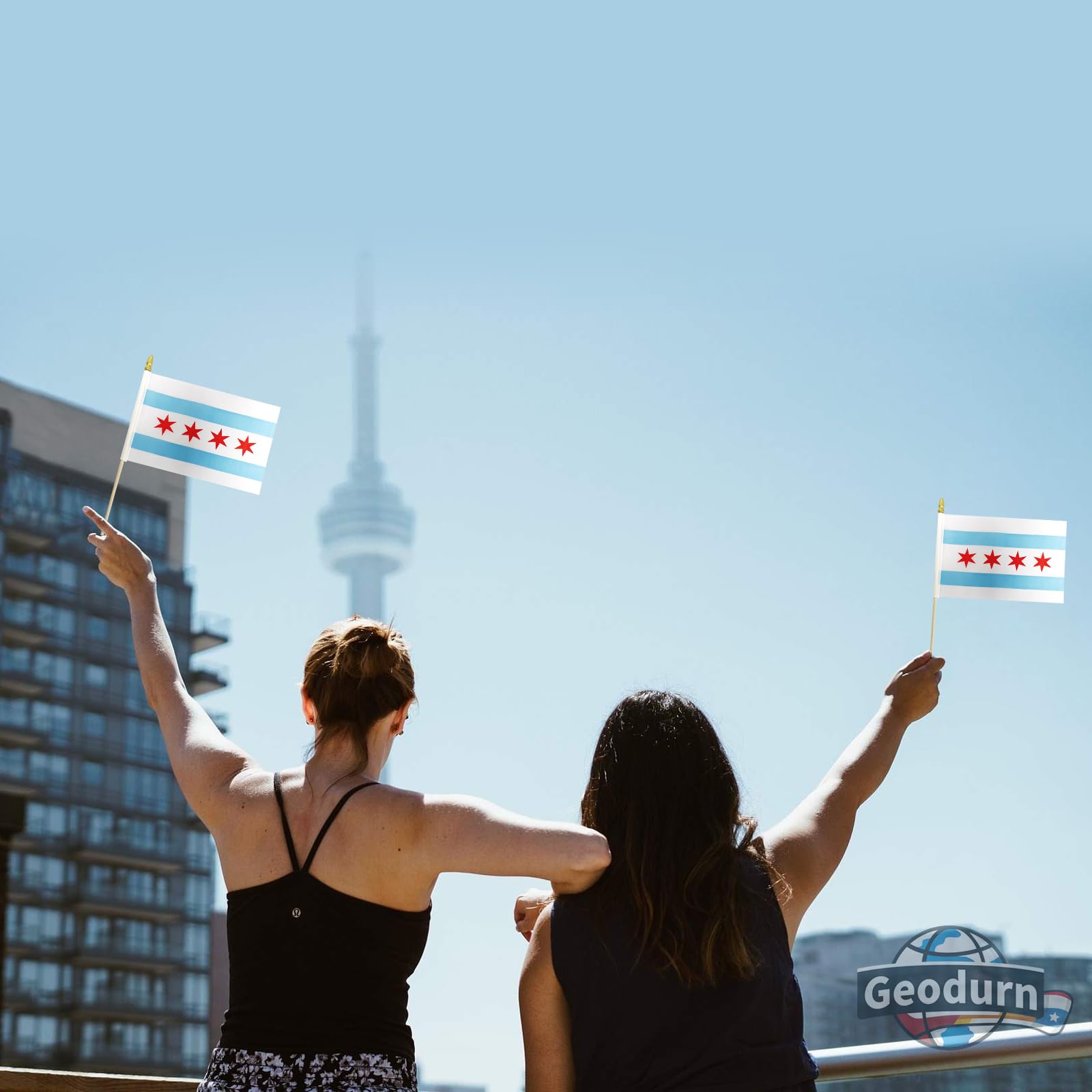 Snapklik.com : Pack Of 20, Handheld Chicago Flags 5x8 Inch - Small City ...