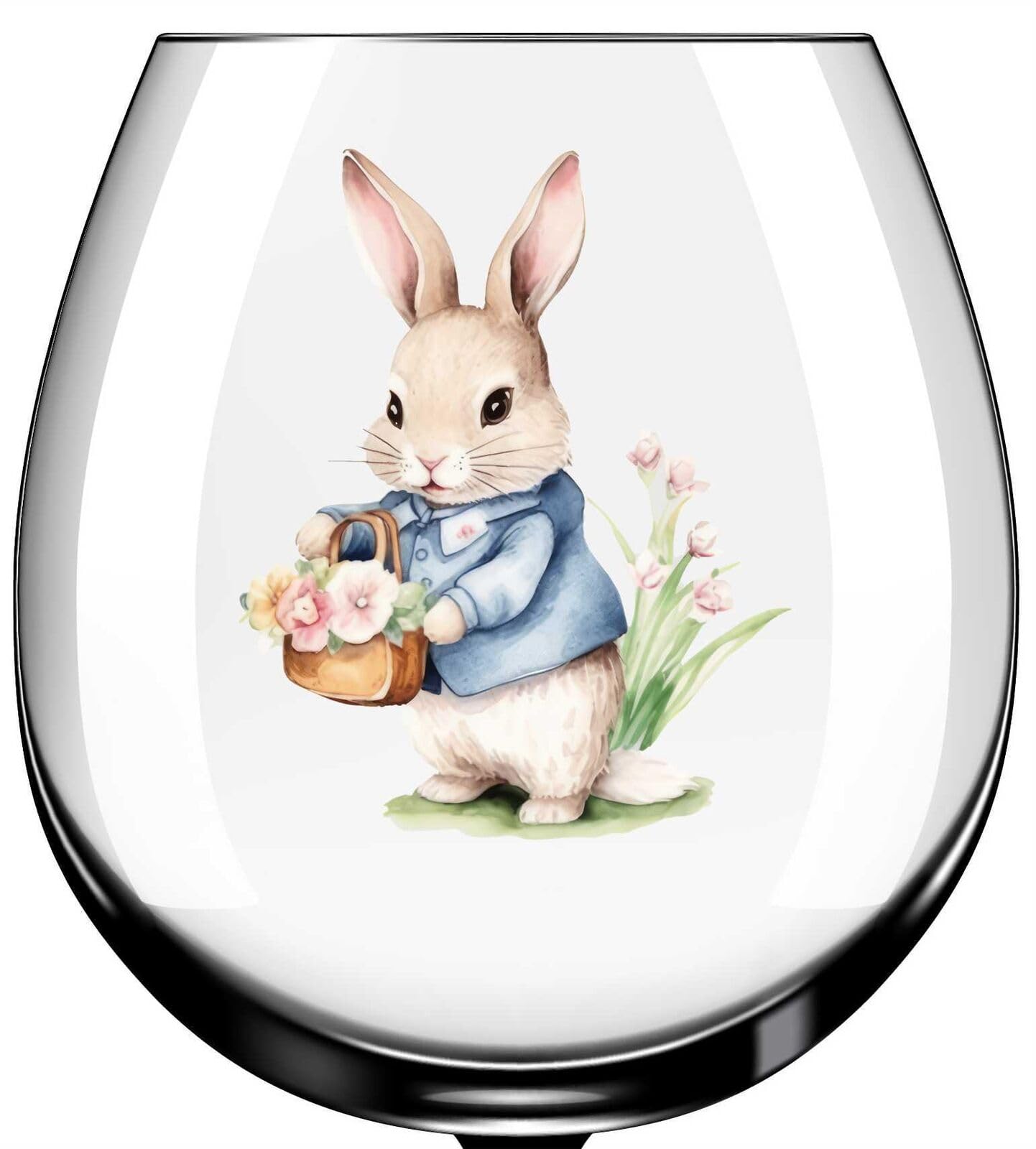 x12 Blue Easter Rabbit Bunny Vinyl Decal Stickers - Wine Glass - Colour ...