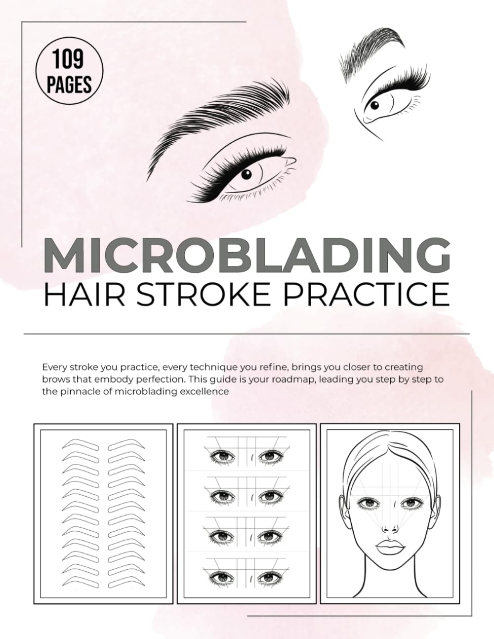 Microblading Hair Stroke Practice: Eyebrow Sketch Book for beginners ...