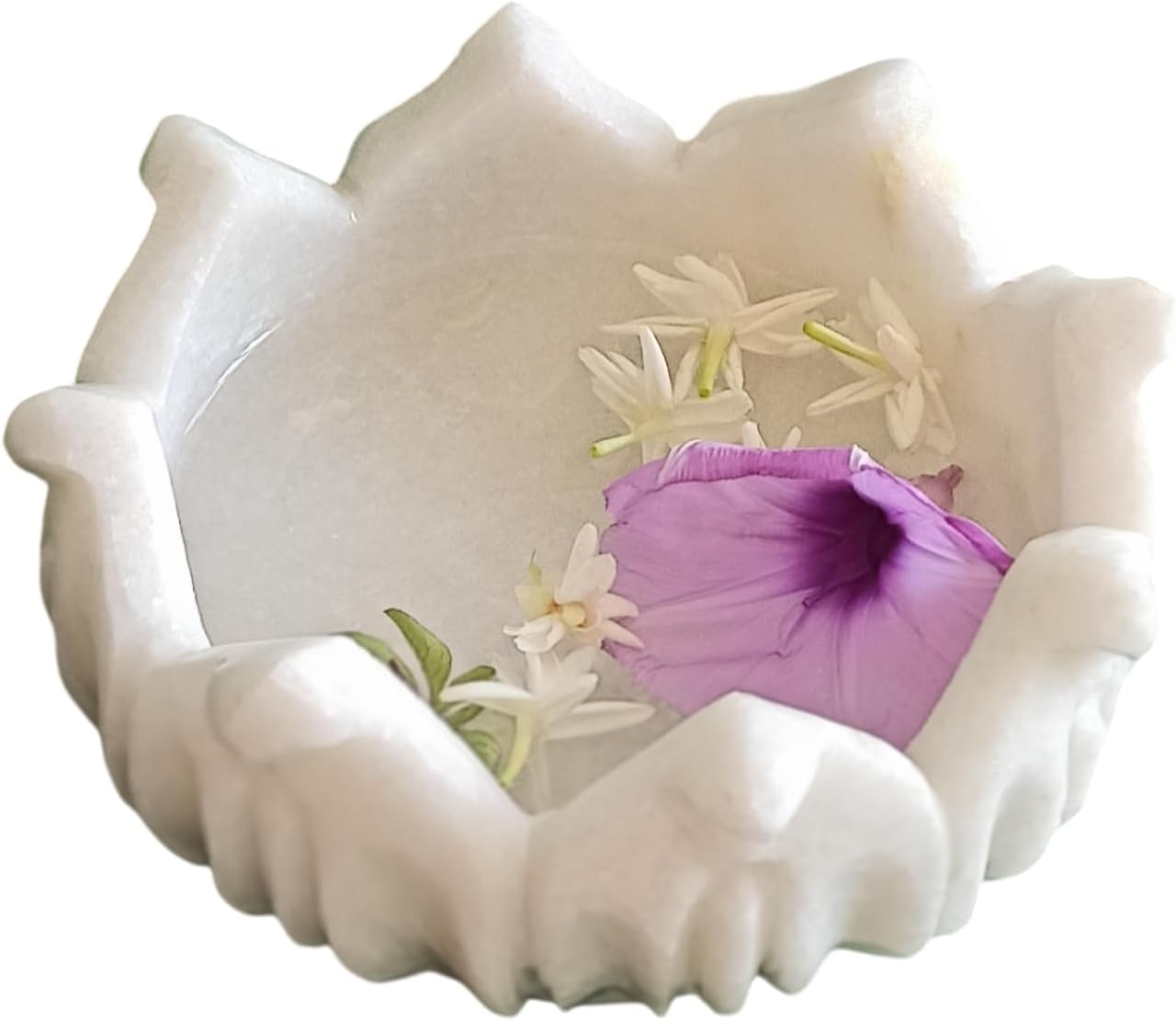 Handmade Marble Stoneware Flower Shape Bowl with Flowers Floating ...
