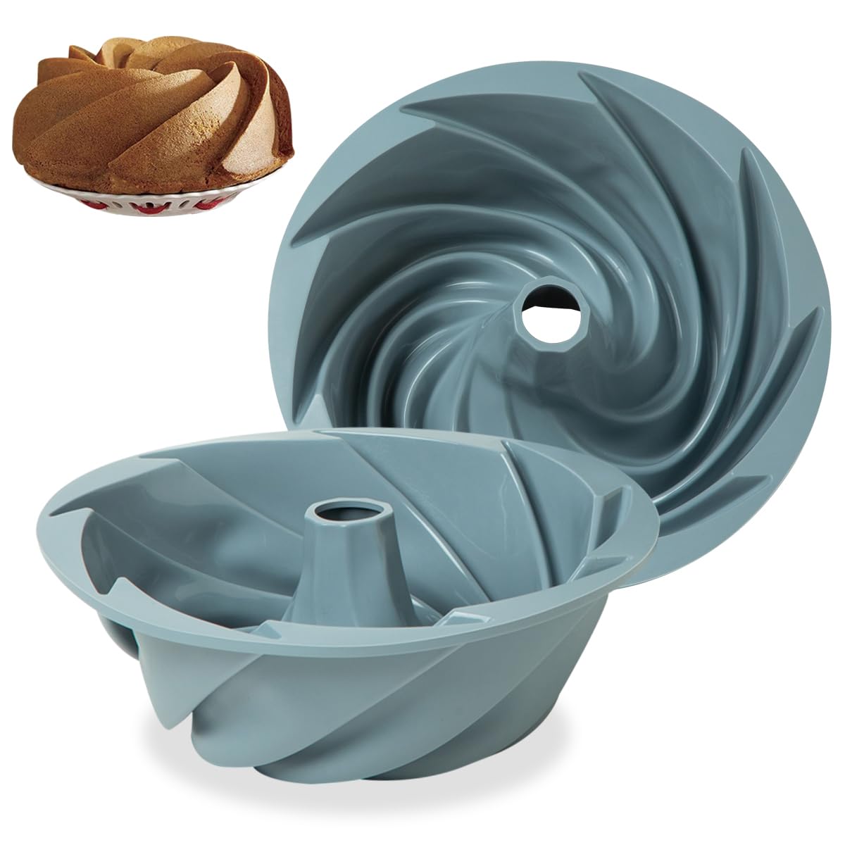 Amazon.com: USJUTDOO Silicone Fluted Pans, 2PCS Non-stick Bundt Pan ...