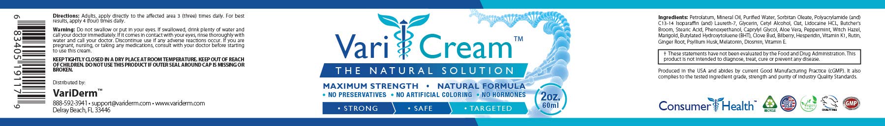 Buy VariCream - Varicose & Spider Veins Cream (1 Jar) Improves ...