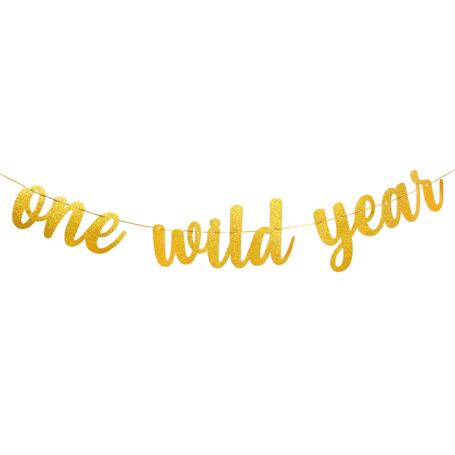 Gold Glitter One Wild Year Banner Wild One Birthday Decorations ...