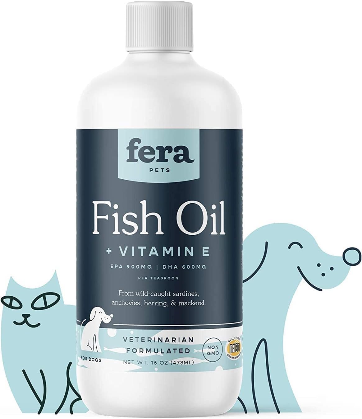 Fera Pets Fish Oil with Vitamin E, Cat and Dog Vitamin for Improved Pet ...