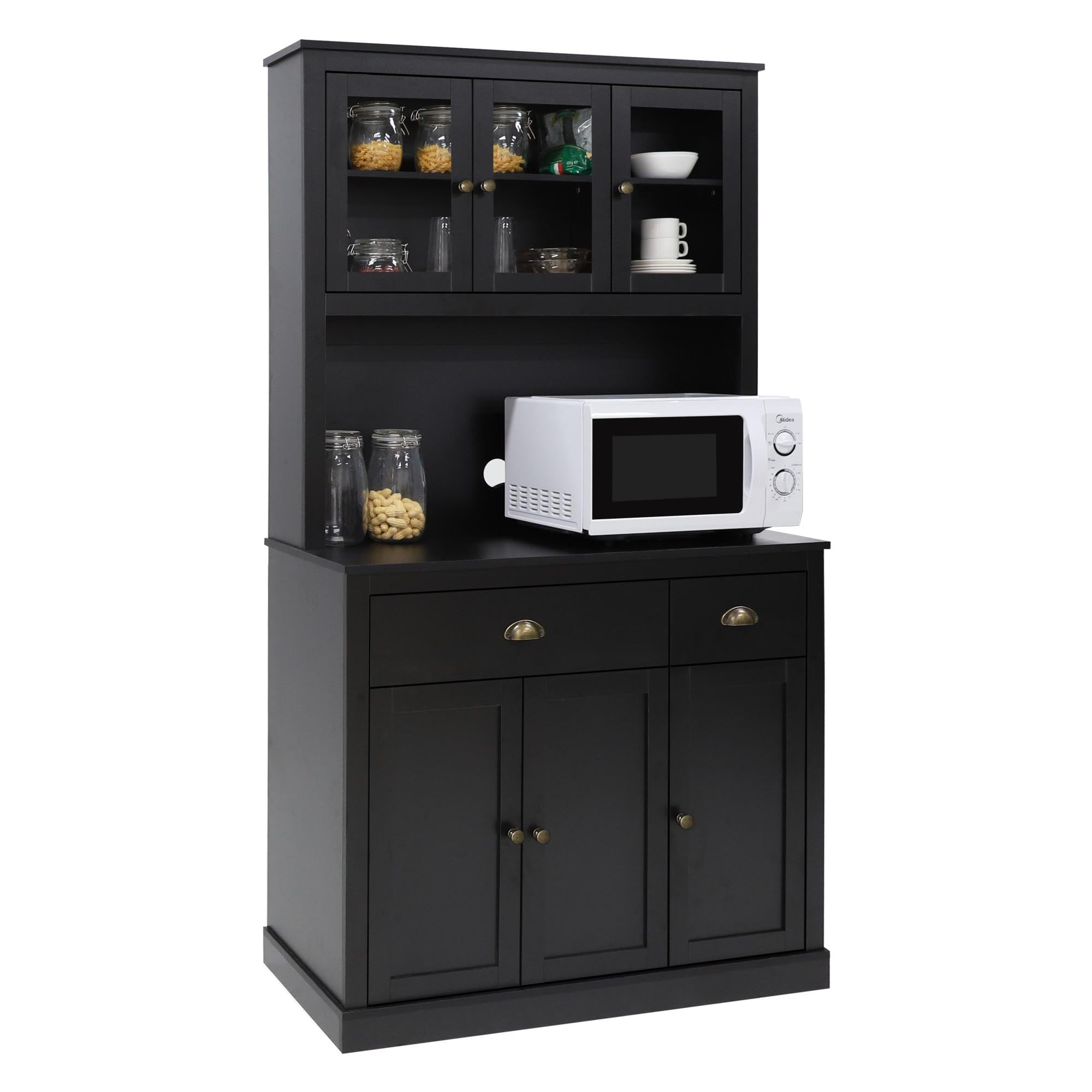 Amazon.com: MUPATER Kitchen Pantry Storage Cabinet with Microwave Stand ...