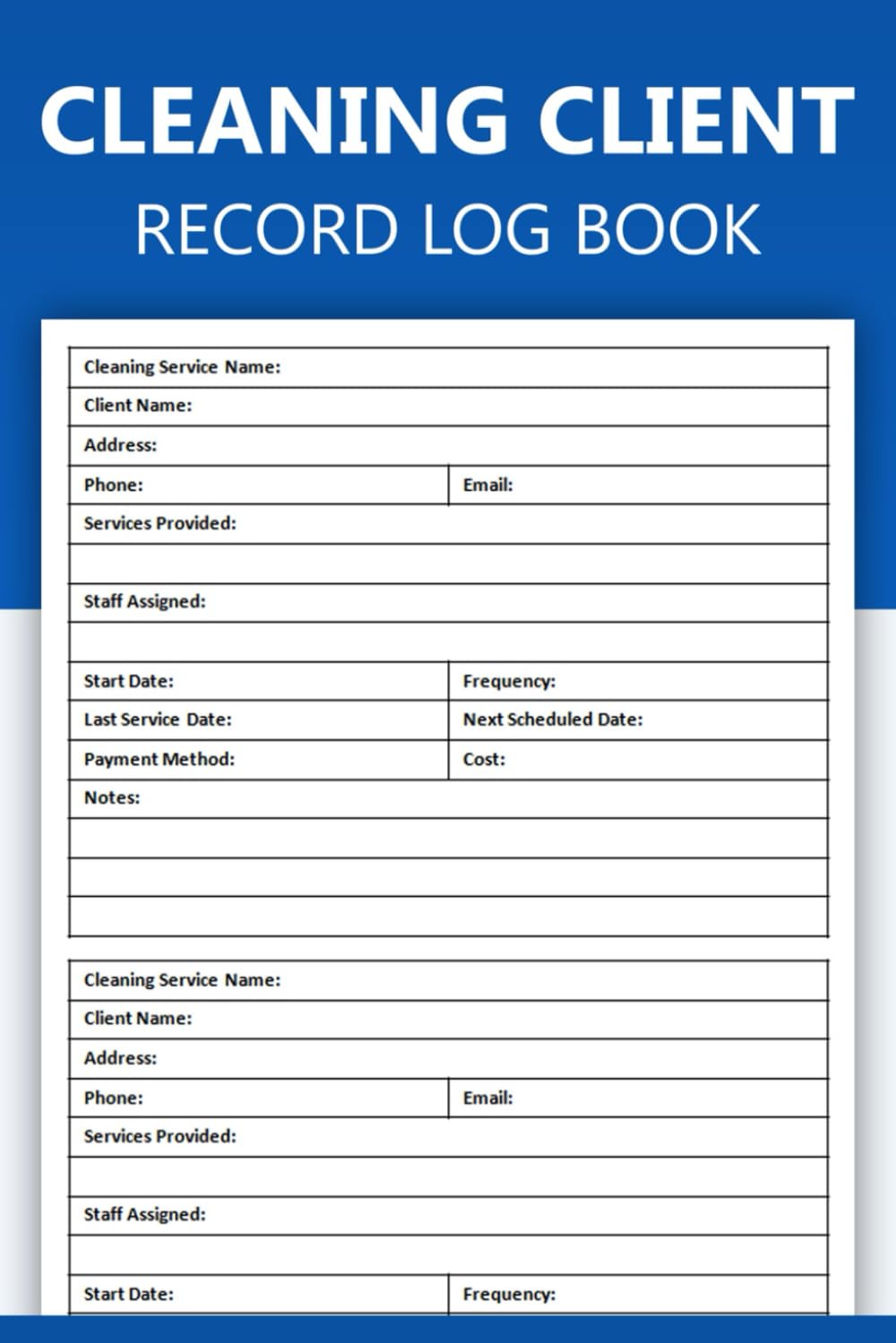 Cleaning Client Record Log Book: Customer Information Logbook for ...