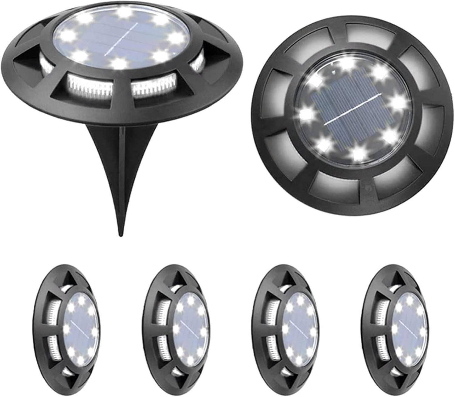 Luz solar de tierra, 16 luces solares LED (8 luces principales, 8 luces ...