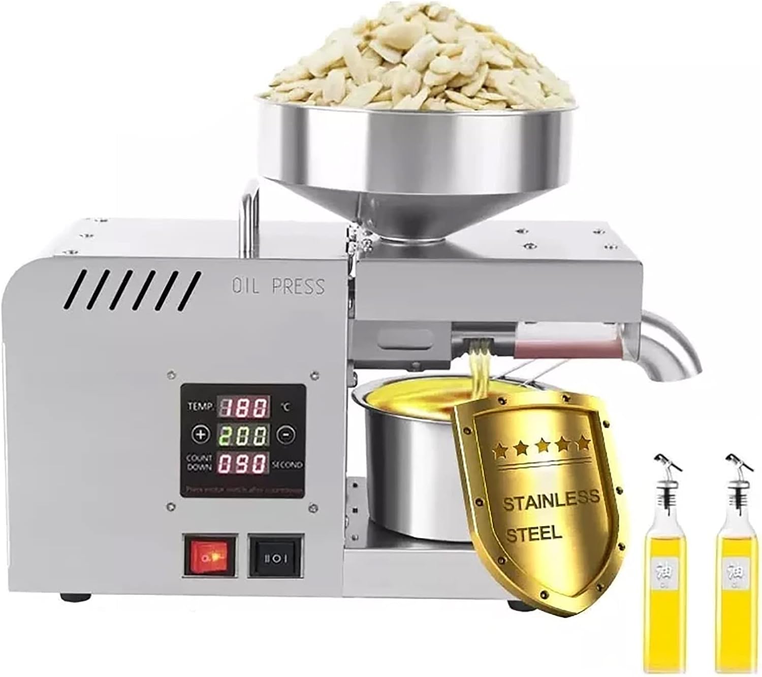 Amazon.co.jp: Oil Press Machine, Automatic Oil Pressor, Cold Hot Press ...