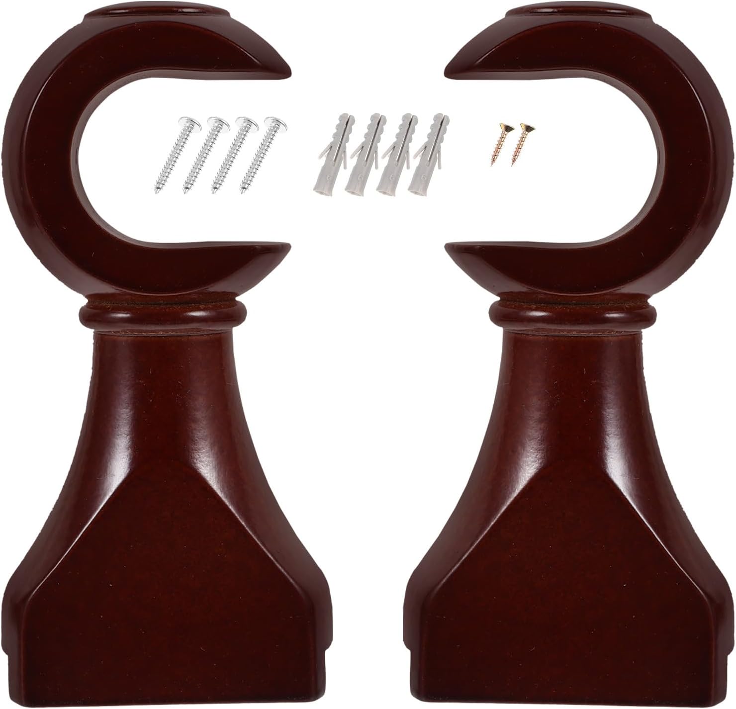 Amazon.com: Wood Curtain Brackets 2Pcs Wooden Curtain Rod Bracket Wall ...