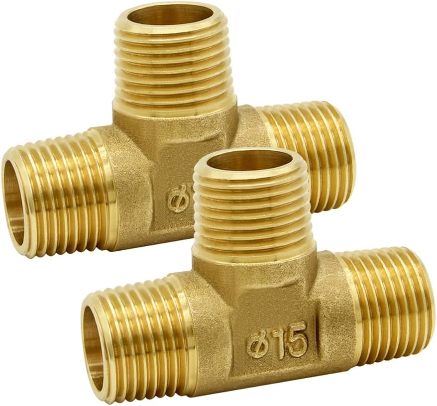 1/2" NPT Male/MPT/MIP T 3 Way Tee Intersection Brass Fitting Fuel/Air ...