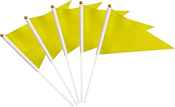 Amazon.com : 25 Pack Yellow Pennant Flags Small Mini Hand Held Solid ...