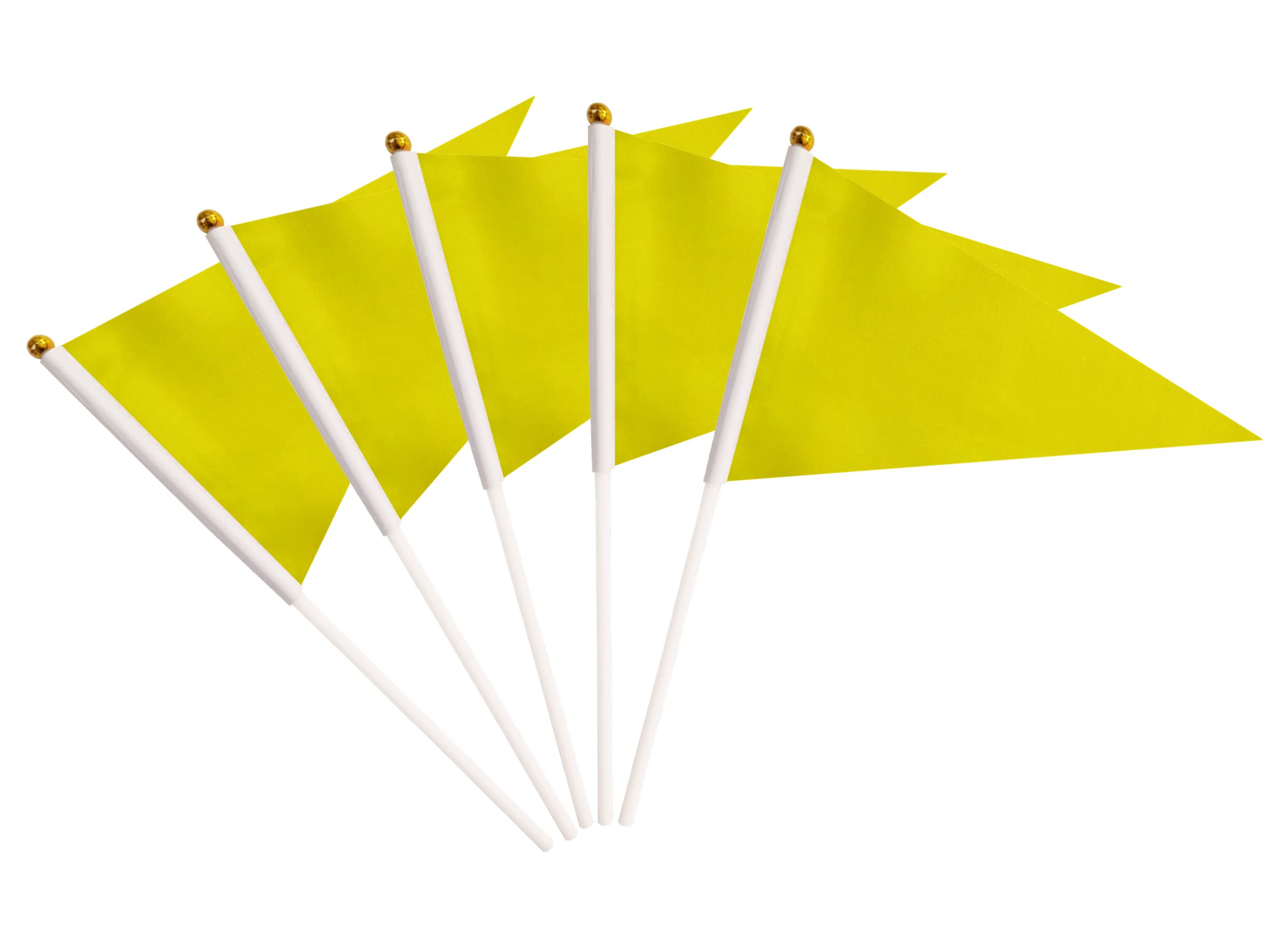 Amazon.com : 25 Pack Yellow Pennant Flags Small Mini Hand Held Solid ...