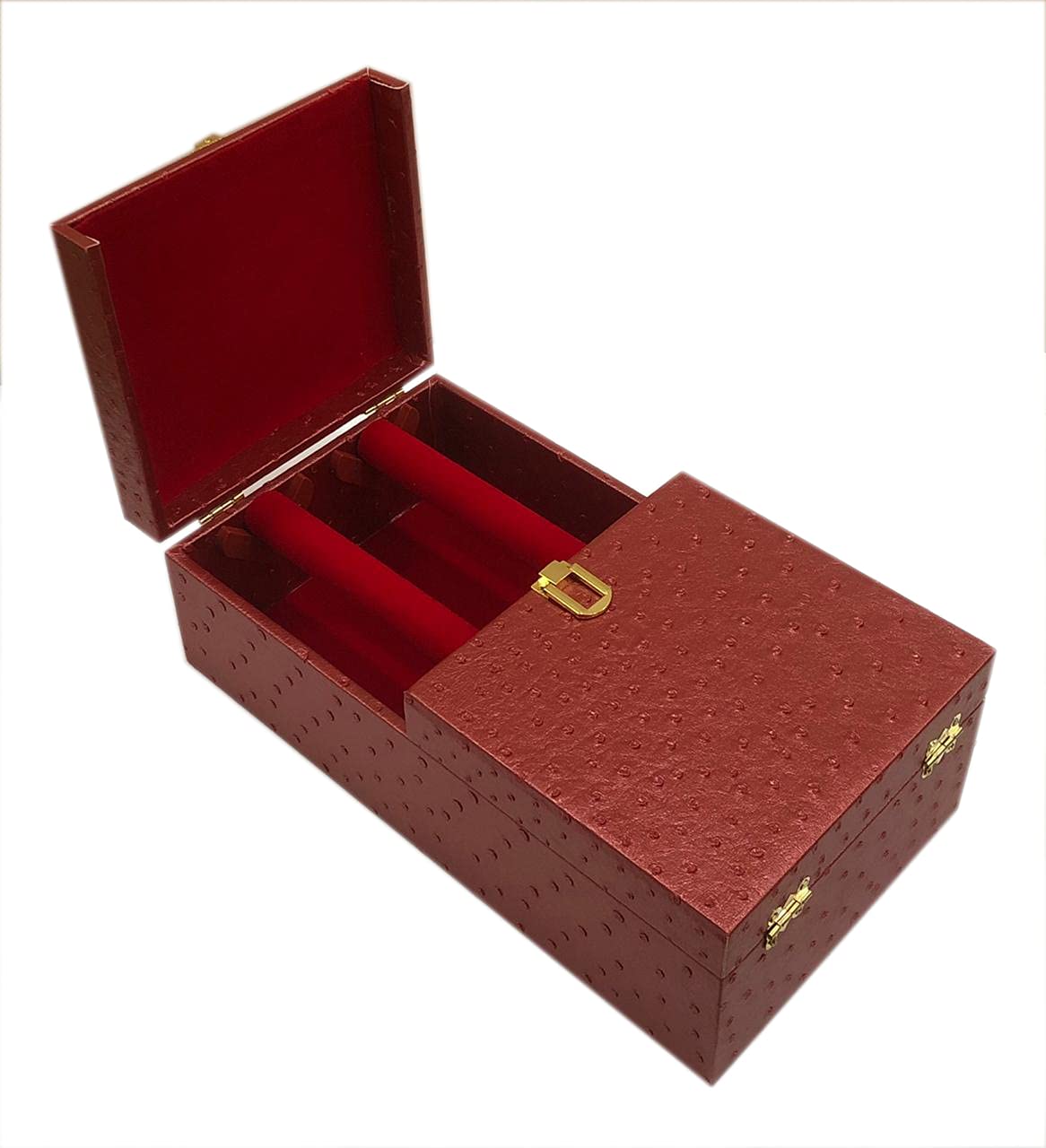 ADSON Wooden Velvet Bangle Organizer Jewellery Storage Box With 2 Rods ...