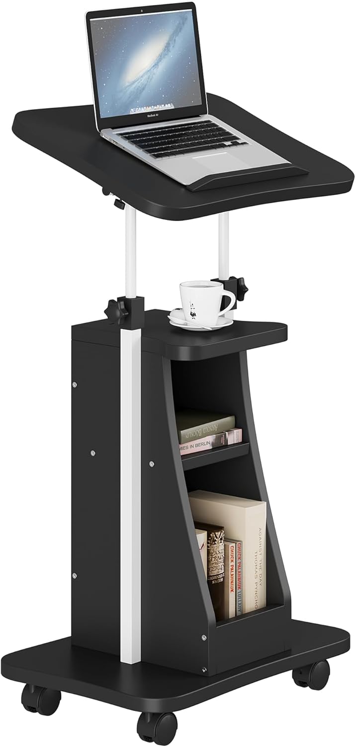 Amazon.com: Shintenchi Mobile Podium Stand, Rolling Laptop Cart w ...