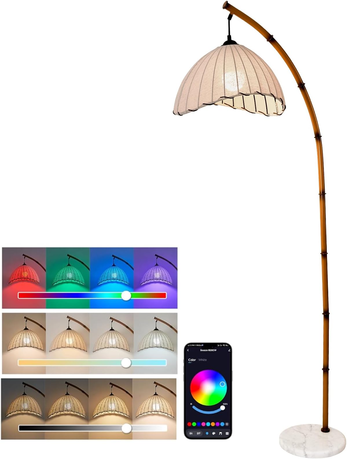 Retro Floor Lamp Unique Bamboo Color Floor lamp Bohemian Hanging Arc ...